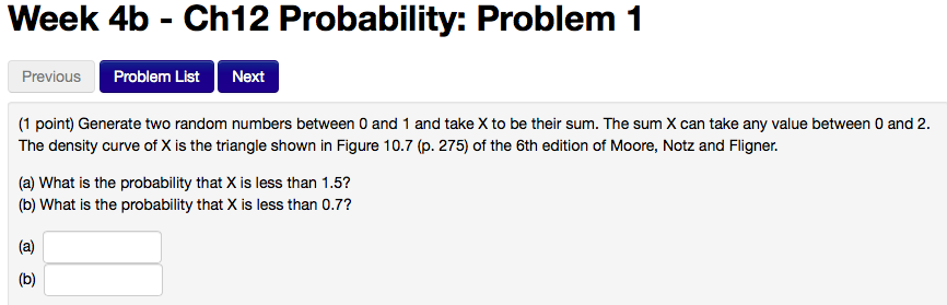 Solved Week 4b - Ch12 Probability: Problem 1 Previous | Chegg.com