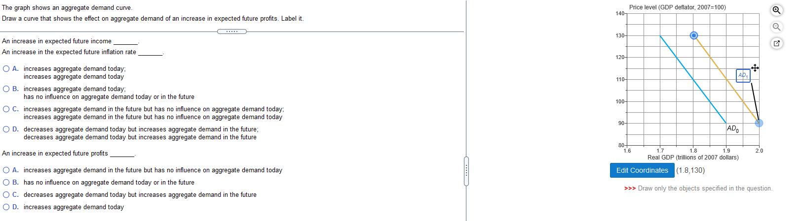 Solved Price level (GDP deflator, 2007=100) The graph shows | Chegg.com