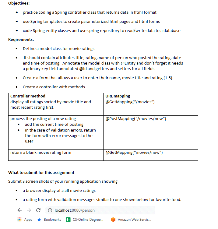 Objectives: • practice coding a Spring controller | Chegg.com
