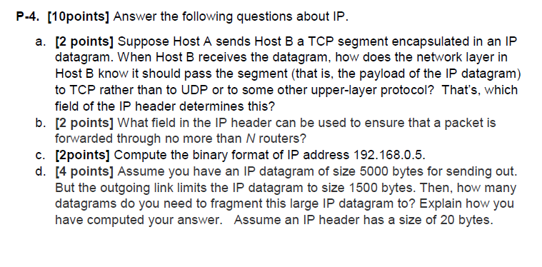 Solved P-4. [10points] Answer the following questions about | Chegg.com