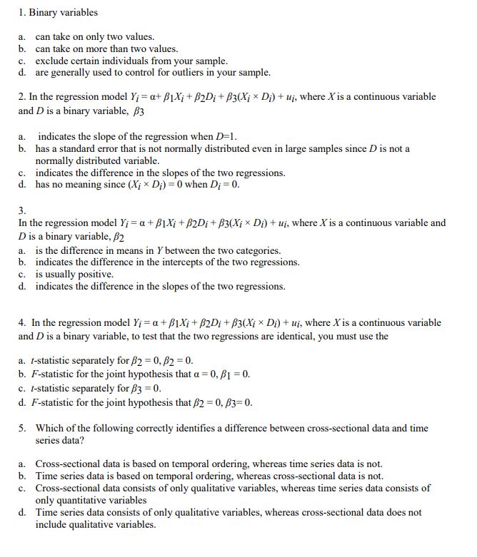 Solved Please just write the letter of which answer it is, | Chegg.com