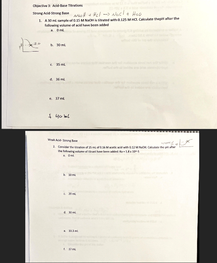 Solved Objective 3: Acid-Base Titrations Strong Acid-Strong | Chegg.com