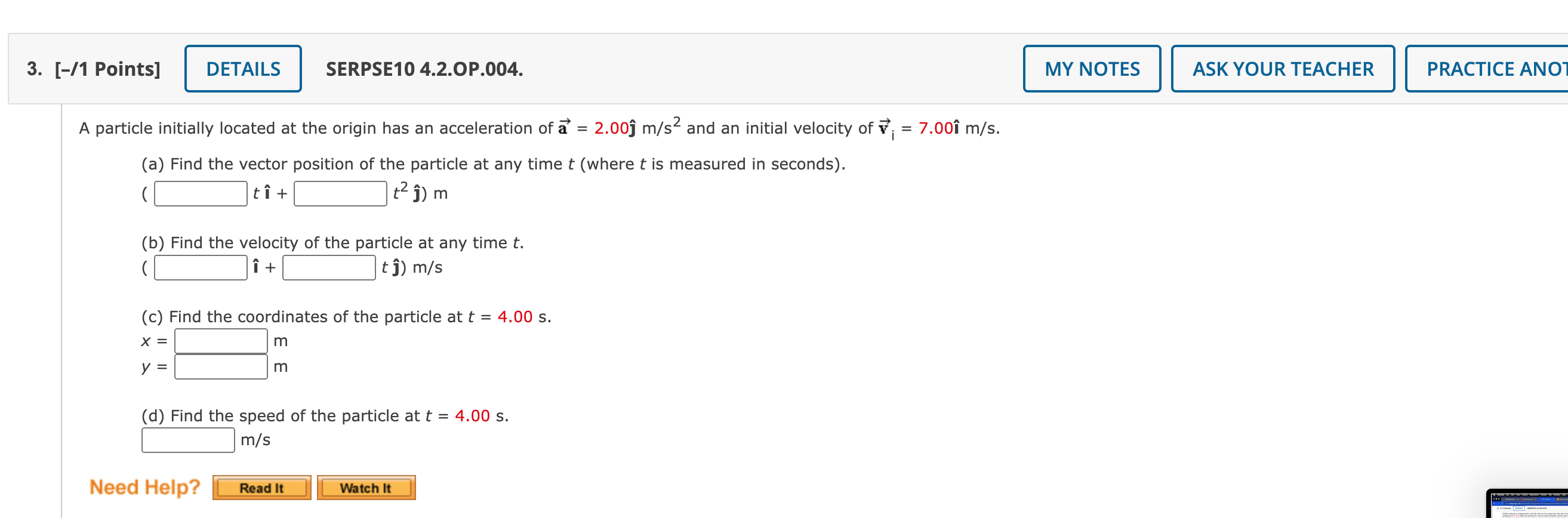 Solved A particle initially located at the origin has an | Chegg.com