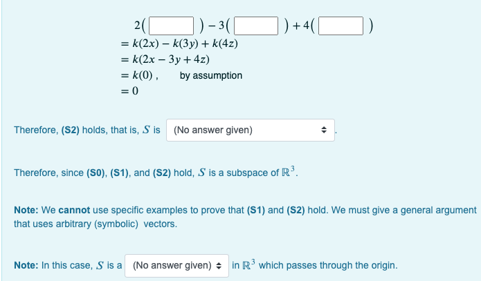 Solved Another Example of a Subspace Let us consider a more | Chegg.com