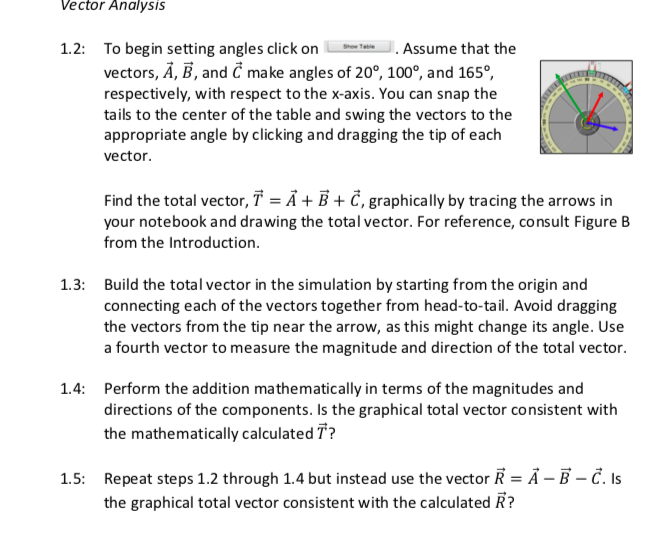 Vector Analysis 1.2: To begin setting angles click on | Chegg.com