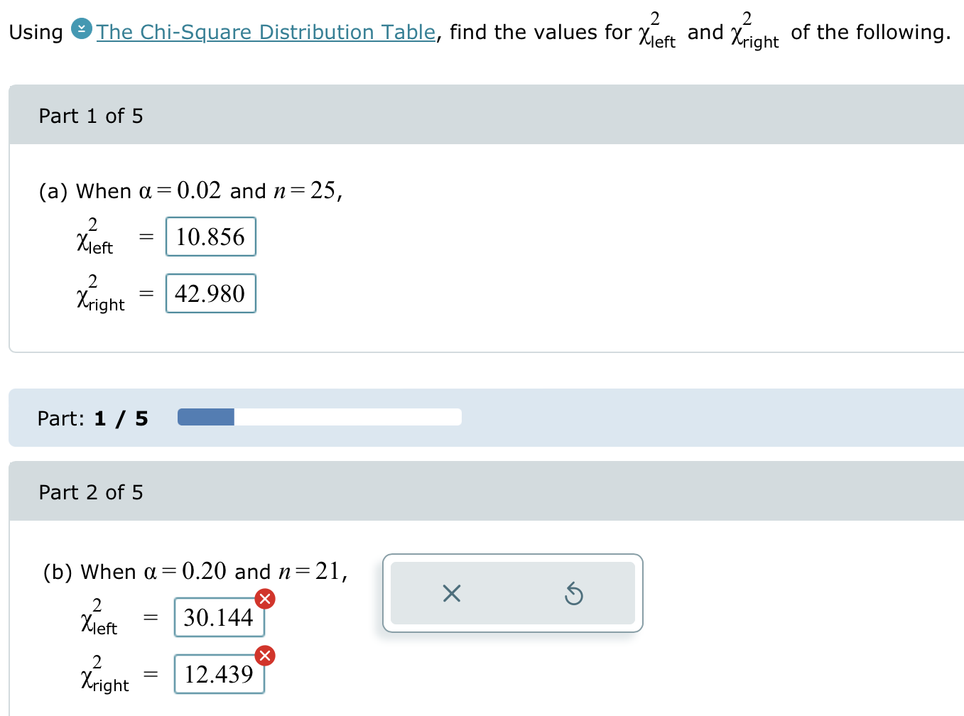 Solved Using ≅ The Chi-Square Distribution Table, find the | Chegg.com