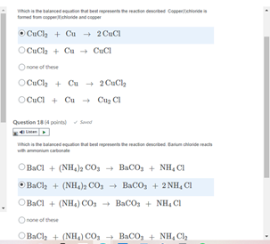 Solved formed from chloride ander CuCl + Cu 2 CUCI CuCl2 + | Chegg.com