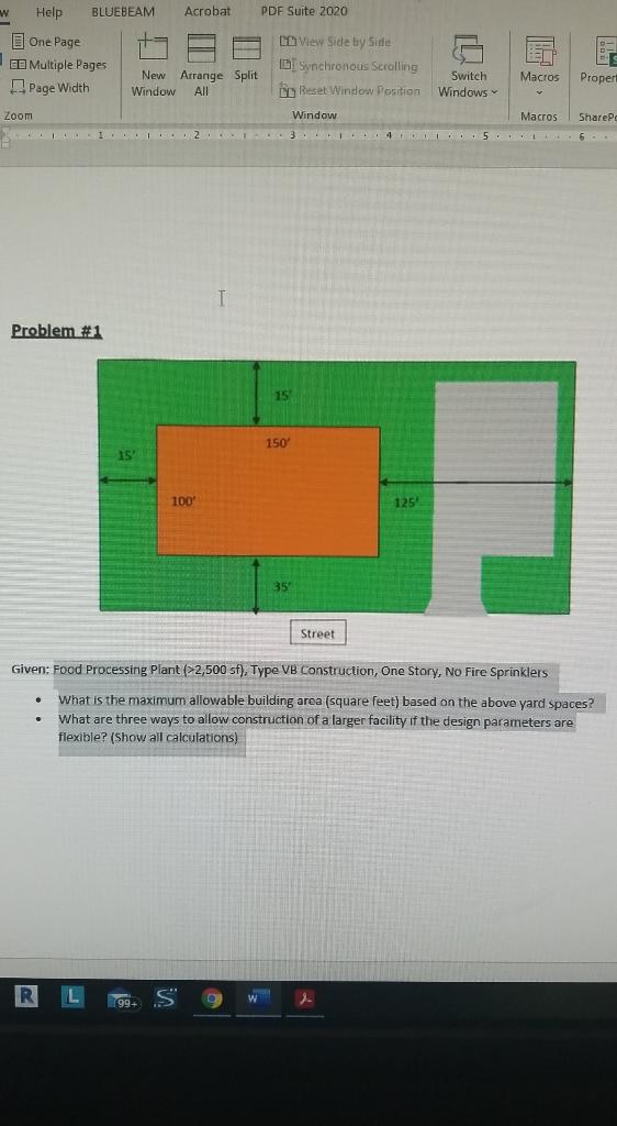 Given: Food Processing Plant (>2,500 sf), Type VB | Chegg.com