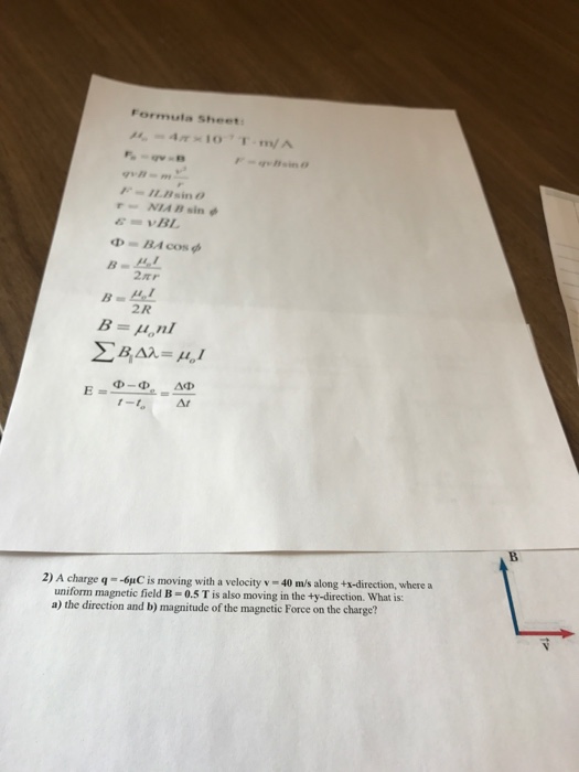 Solved Formuta Sheet F = ILB sin() Φ-11A cos φ B= 2R r-r o | Chegg.com