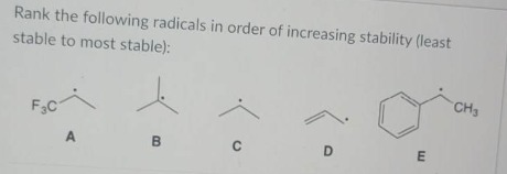 Solved Rank the following radicals in order of increasing | Chegg.com