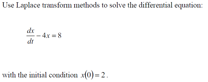 Solved Use Laplace transform methods to solve the | Chegg.com