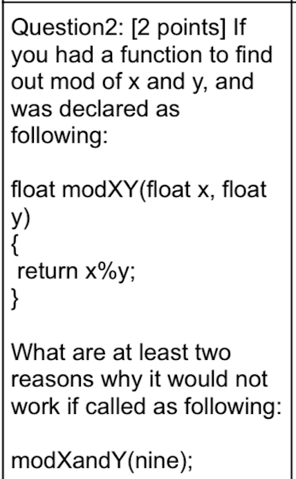Solved Question2: [2 points] If you had a function to find | Chegg.com