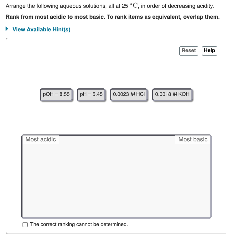 Solved Arrange the following aqueous solutions, all at 25 | Chegg.com