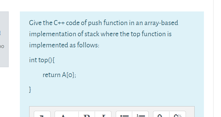 Solved Give The C Code Of Push Function In An Array Based 6223
