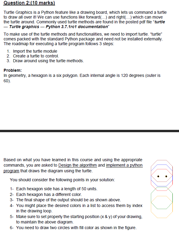 Solved Question 210 Marks Turtle Graphics Is A Python 
