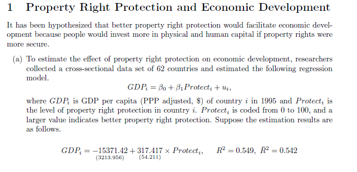 Solved 1 Property Right Protection and Economic Development | Chegg.com