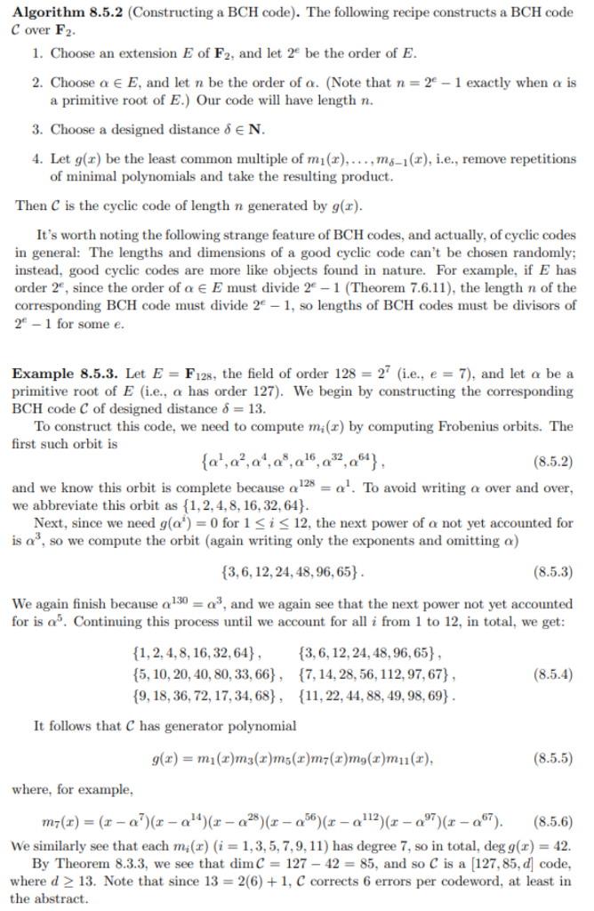 Solved 8.5.8. Let E = F256, let ß be a primitive element of | Chegg.com