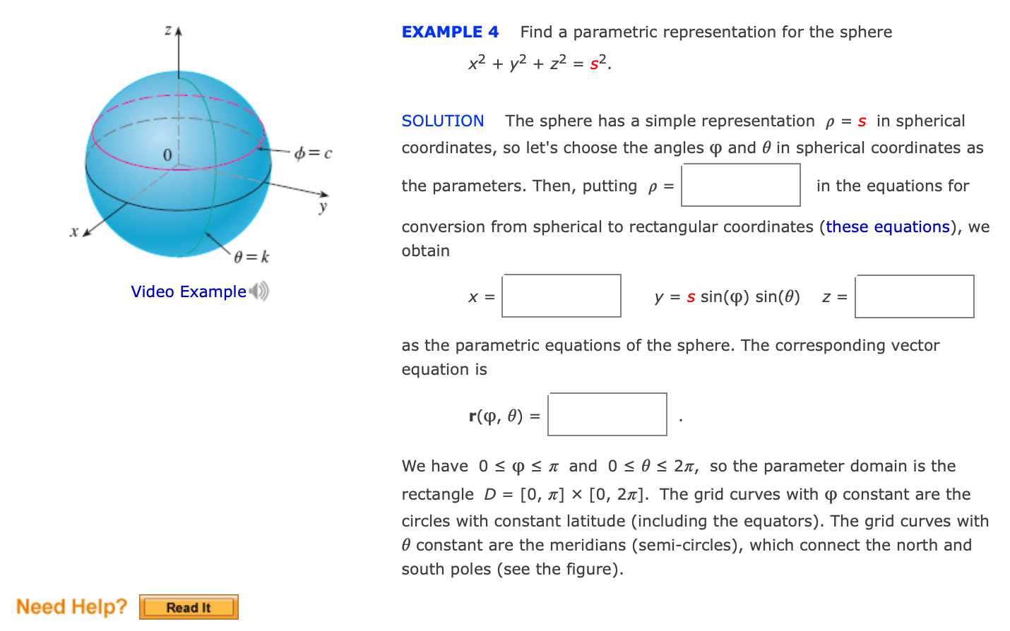Solved EXAMPLE 4 Find a parametric representation for the | Chegg.com