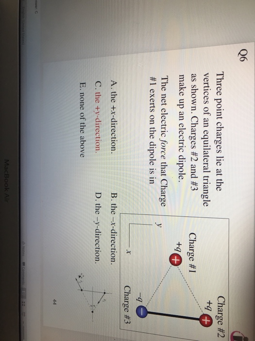 Solved Q6 Charge #2 Three point charges lie at the vertices | Chegg.com