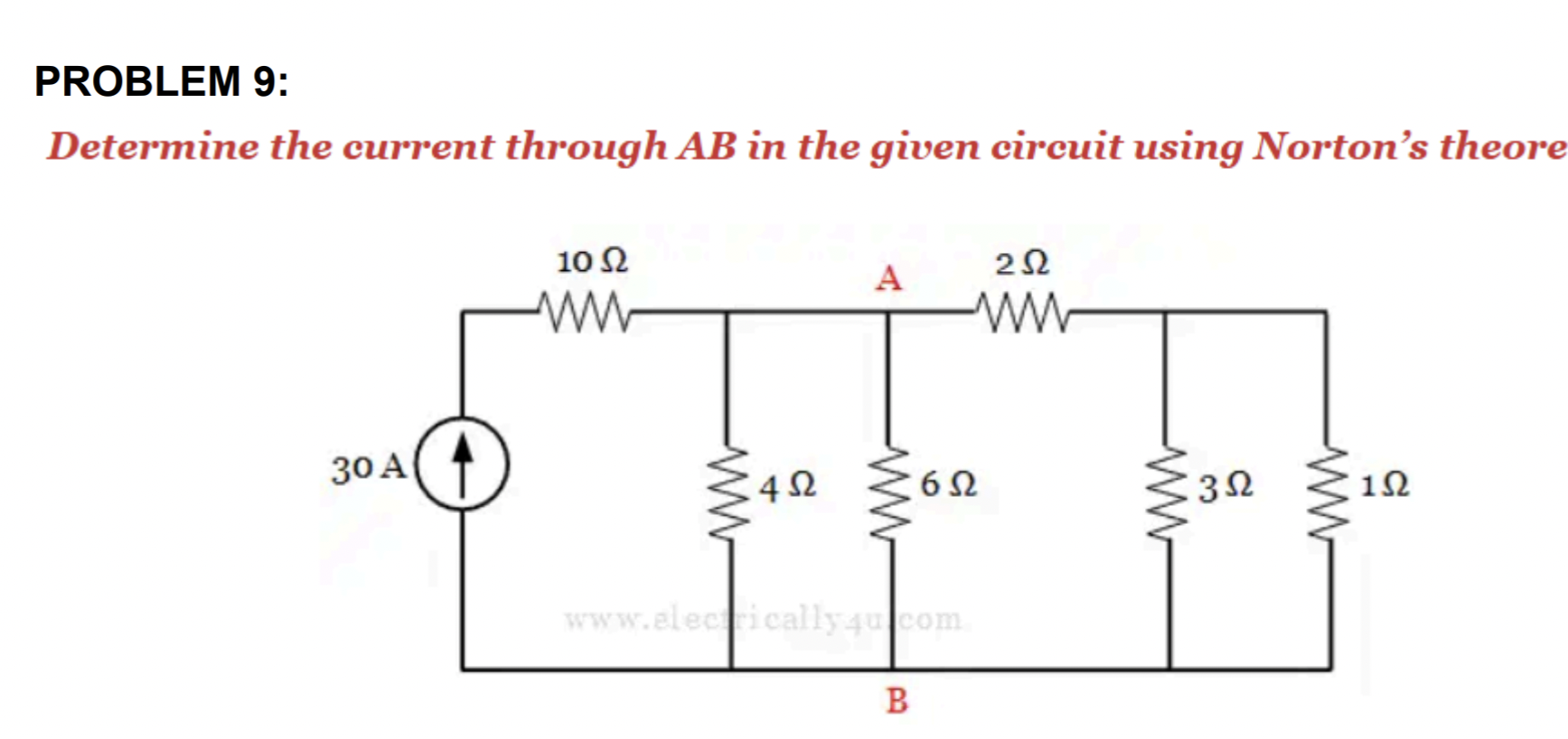 Solved PROBLEM 9: Determine the current through \( ﻿A B \) | Chegg.com