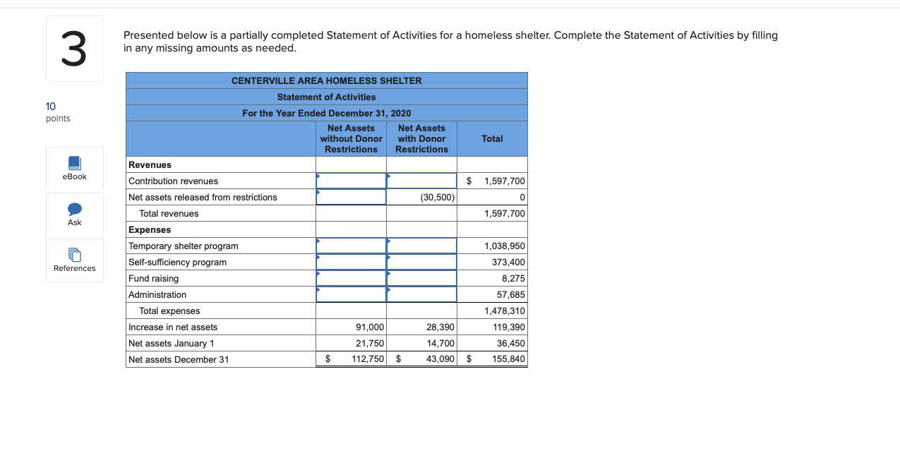 Solved 3 Presented below is a partially completed Statement | Chegg.com
