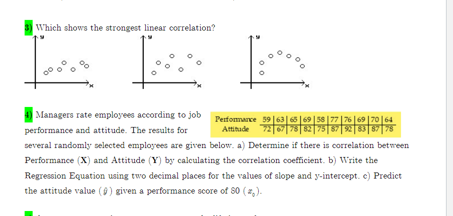 Solved 3) Which shows the strongest linear correlation? 4) | Chegg.com