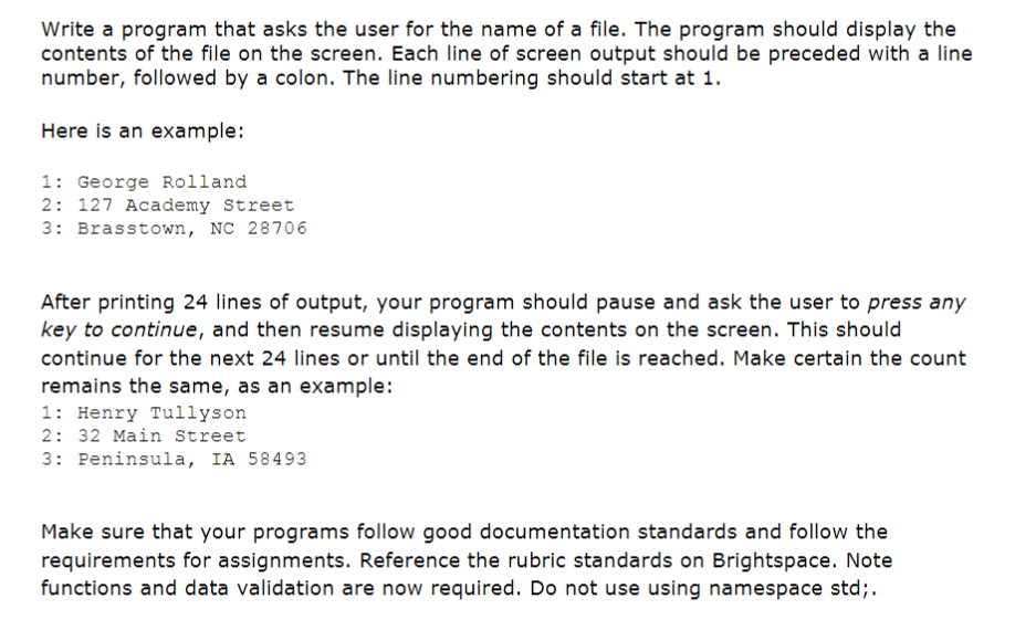 Solved C++ Program, NO NAMESPACE STD INCLUDE: Collins | Chegg.com