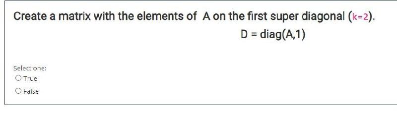 Solved Create a matrix with the elements of A on the first | Chegg.com