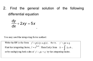 Solved 2. Find the general solution of the following | Chegg.com