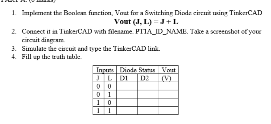 1. Implement the Boolean function. Vout for a | Chegg.com