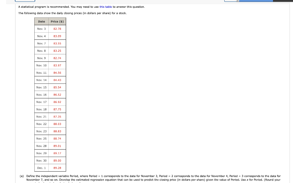 Solved A statistical program is recommended. You may need to | Chegg.com