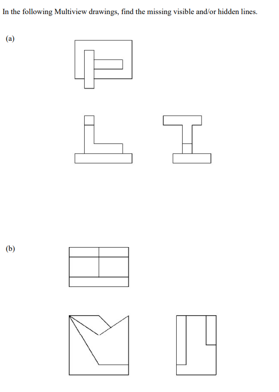 Solved In the following Multiview drawings, find the missing | Chegg.com