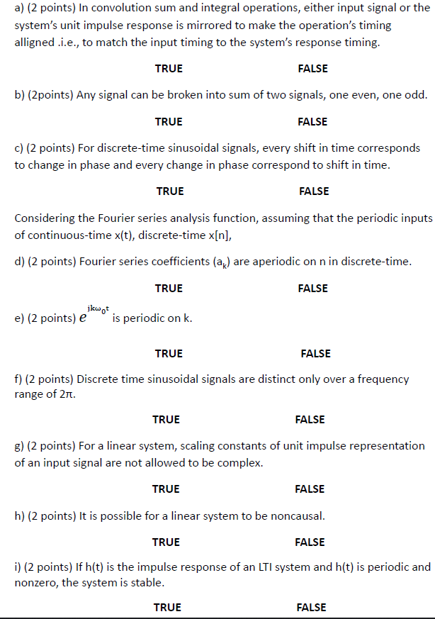 Solved a) (2 points) In convolution sum and integral | Chegg.com