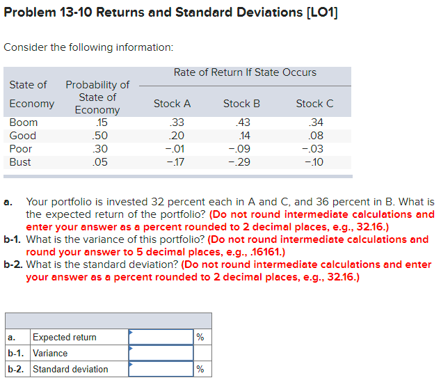 Solved Problem 13-10 Returns and Standard Deviations [LO1] | Chegg.com