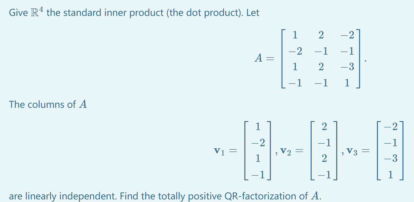 Solved Give R4 the standard inner product (the dot product). | Chegg.com