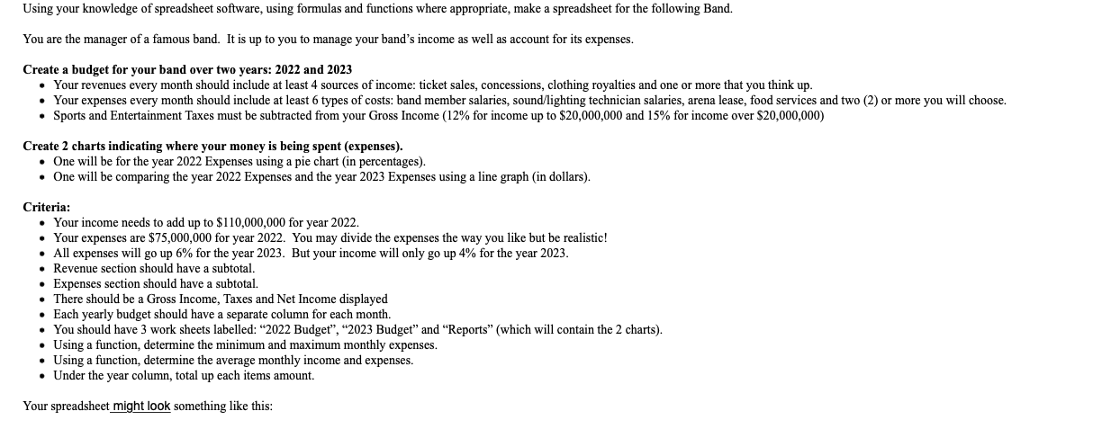 Using your knowledge of spreadsheet software, using | Chegg.com