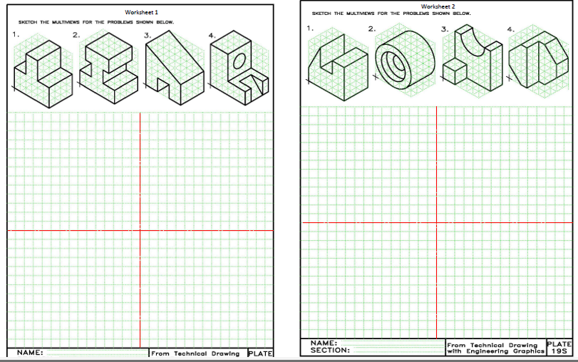 Solved Sketch the Multiview for the problems below | Chegg.com
