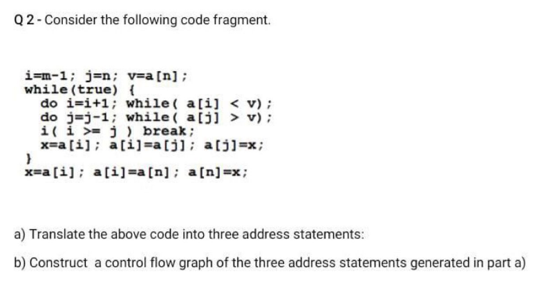 Solved Q2-Consider the following code fragment. i-m-1; j=n; | Chegg.com
