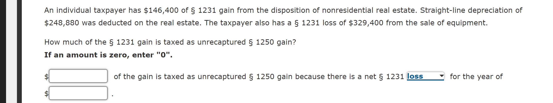 Solved An individual taxpayer has $146,400 of § 1231 gain | Chegg.com