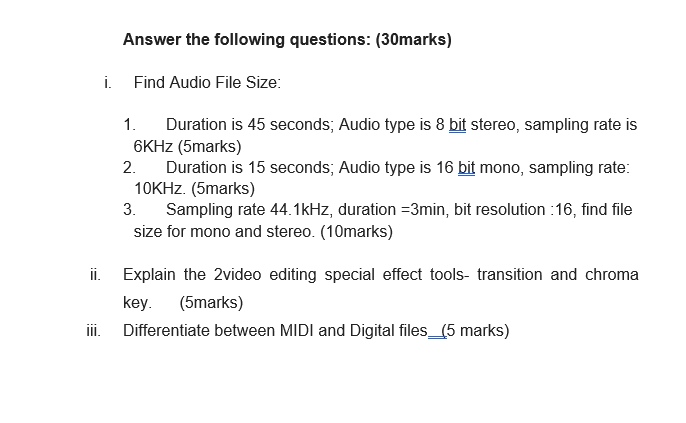 Solved Answer The Following Questions 30marks I Find 