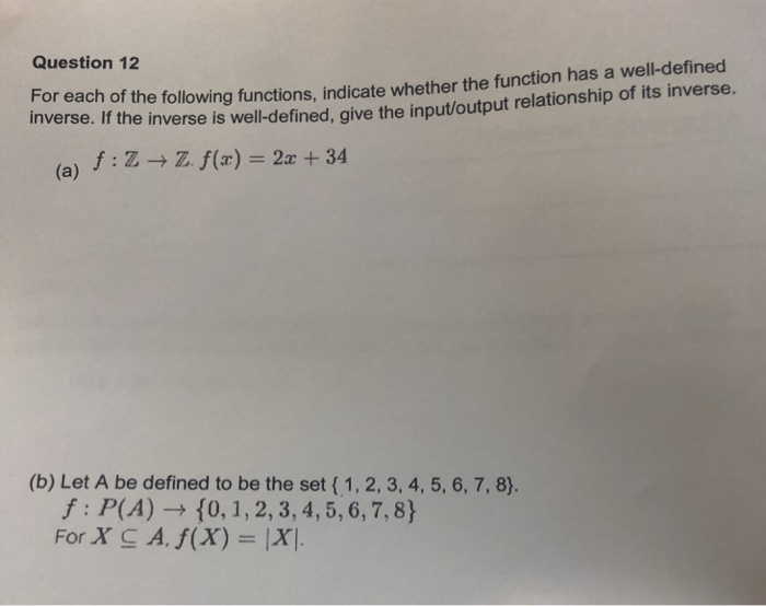 Solved Question 12 For each of the following functions, | Chegg.com