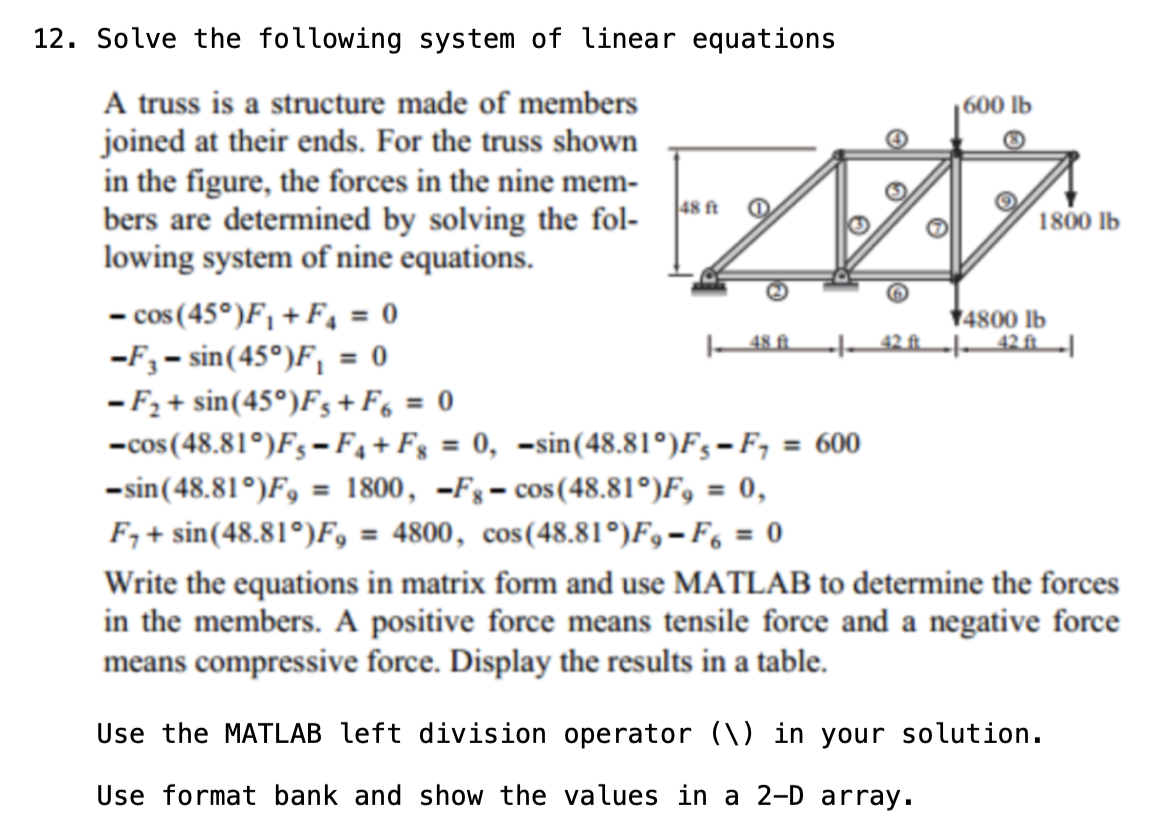 Solved 12. Solve the following system of linear equations A | Chegg.com