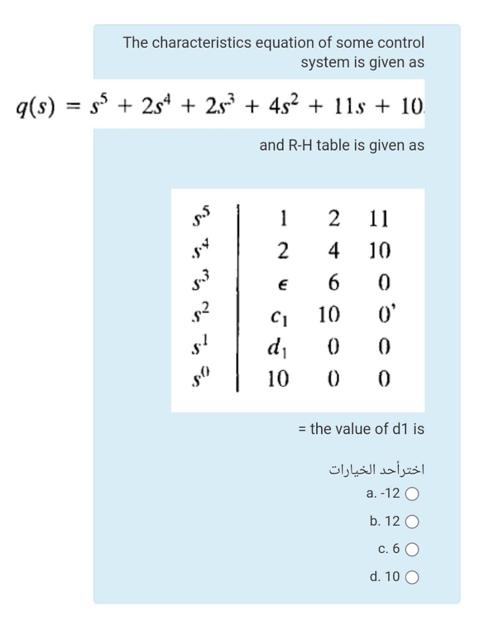 Solved The characteristics equation of some control system | Chegg.com