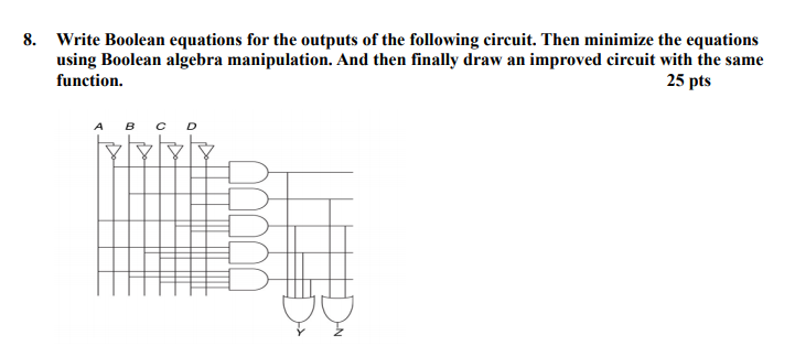 Solved 8. Write Boolean equations for the outputs of the | Chegg.com