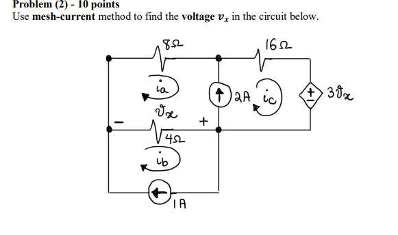 Solved Problem (2) - 10 points Use mesh-current method to | Chegg.com