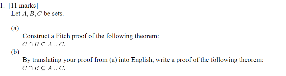 Solved 1. [11 marks] Let A, B, C be sets. (a) Construct a | Chegg.com