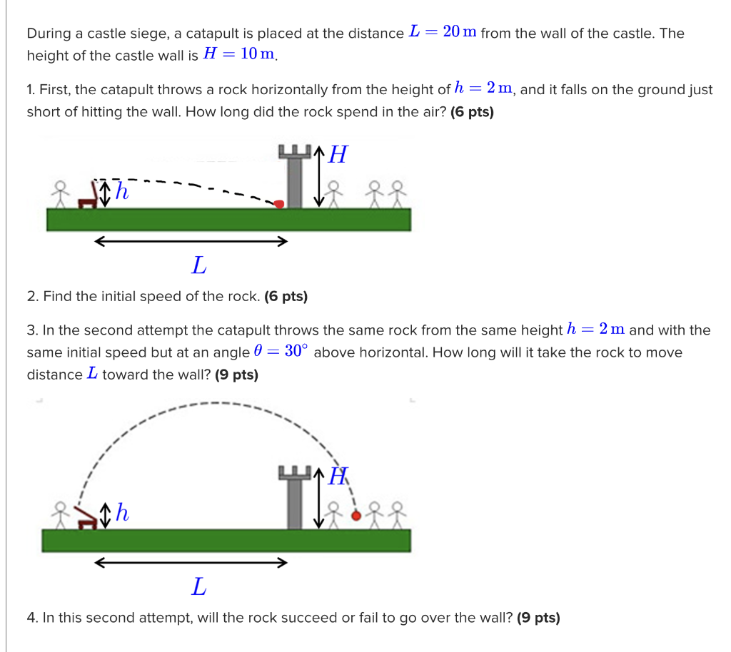 Solved During a castle siege, a catapult is placed at the | Chegg.com