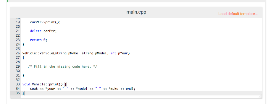 9.9 LAB: Vehicle C Review the incomplete Vehicle | Chegg.com