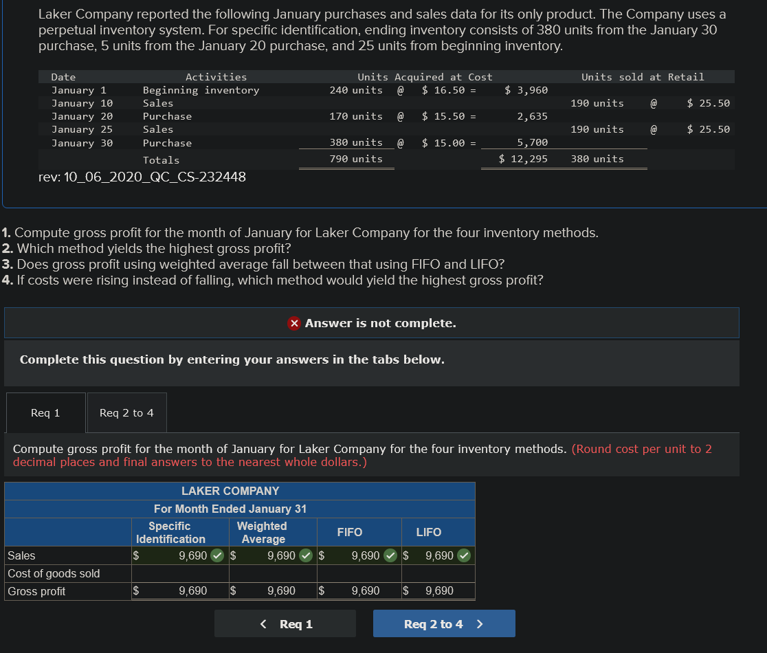 Solved 1. Compute gross profit for the month of January for | Chegg.com