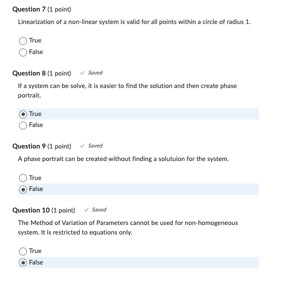 Solved Linearization of a non-linear system is valid for all | Chegg.com
